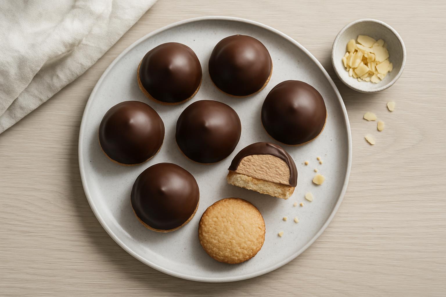 Biskvier – klassiskt recept med mandelbotten och choklad - Tillmiddag.se