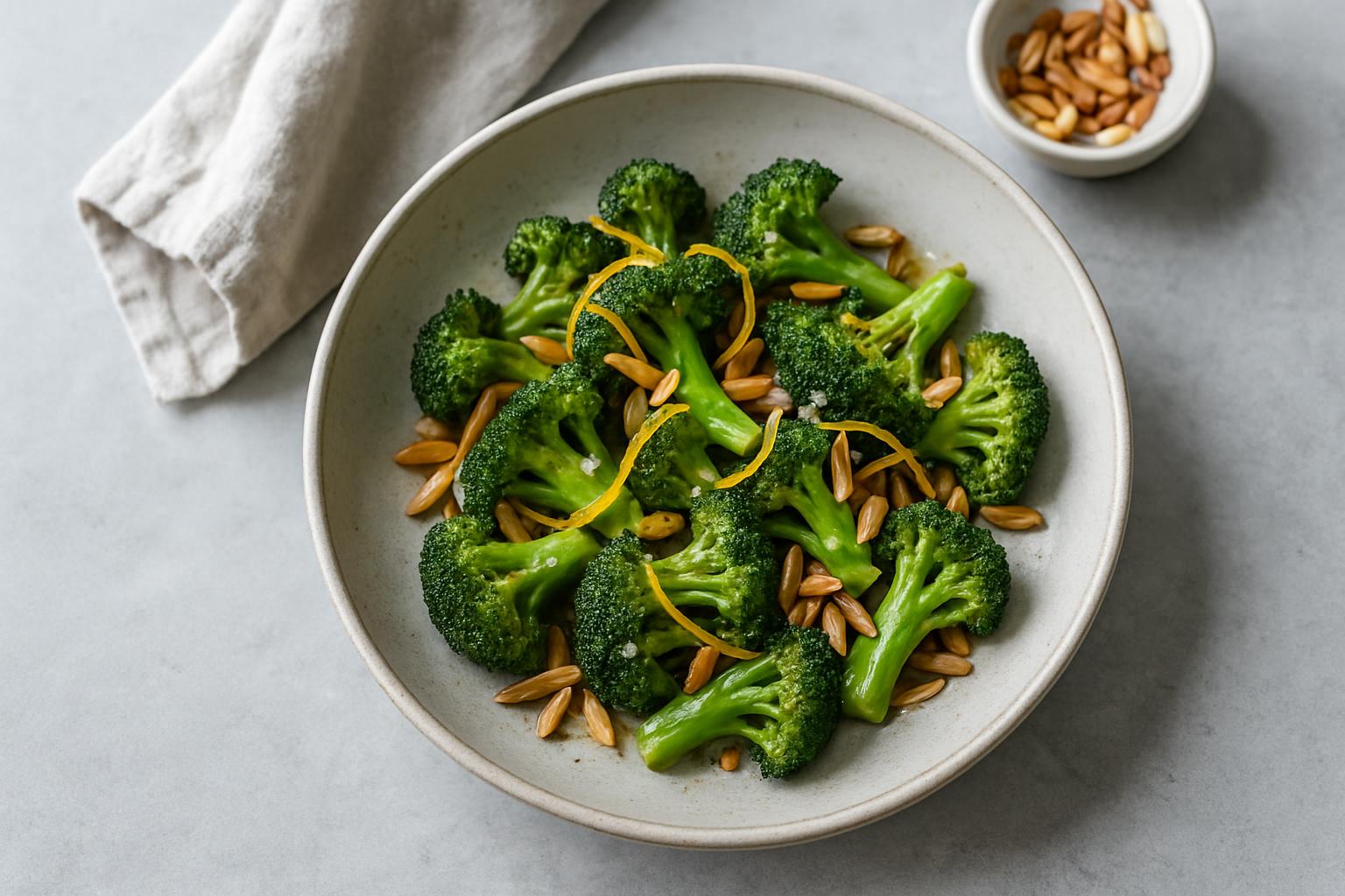 Broccoli med citron och mandel – snabbt, krispigt recept - Tillmiddag.se