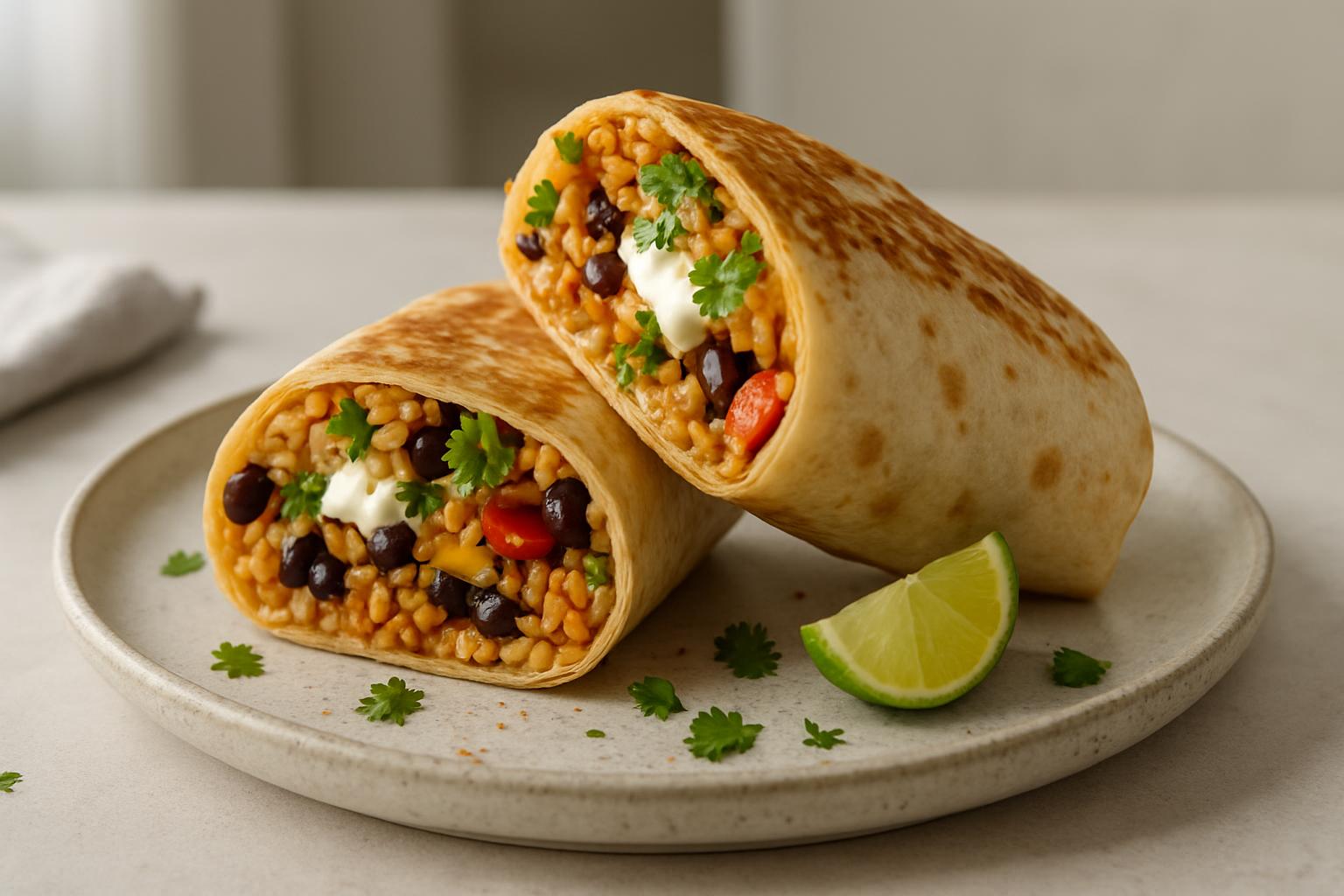 Vegetarisk burrito – recept med ris och svarta bönor - Tillmiddag.se