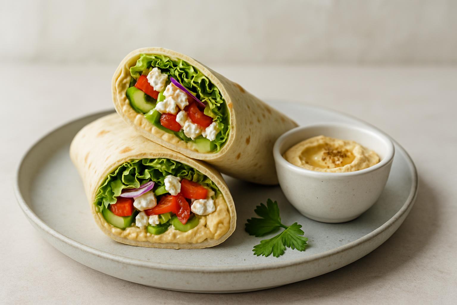 Vegetarisk wrap med hummus – snabb, mättande lunch - Tillmiddag.se